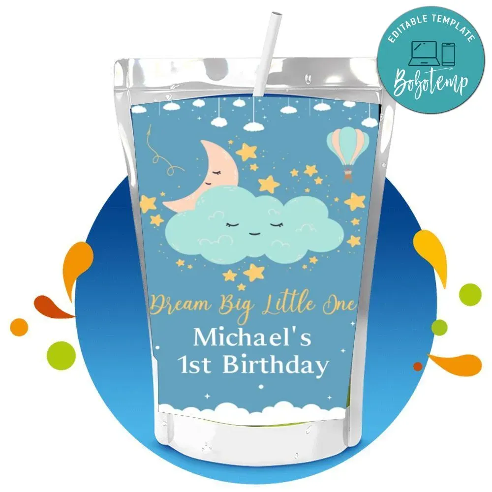 Dream Big Little One Capri Sun Birthday Digital File Printable | Bobotemp