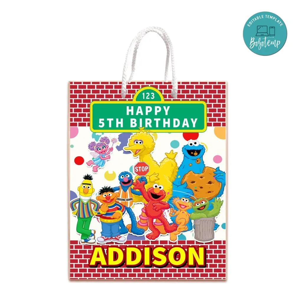 Sesame Street Gift Bag Label Template Printable DIY | Bobotemp