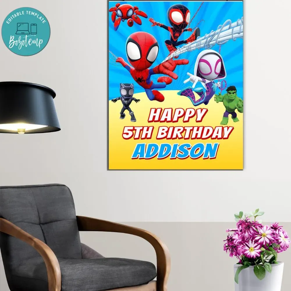 Spidey And His Amazing Birthday Welcome Sign Digital File Printable DIY ...