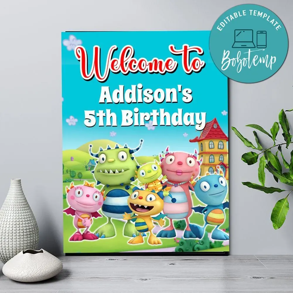 Henry Hugglemonster Birthday Welcome Sign Digital File Printable DIY ...