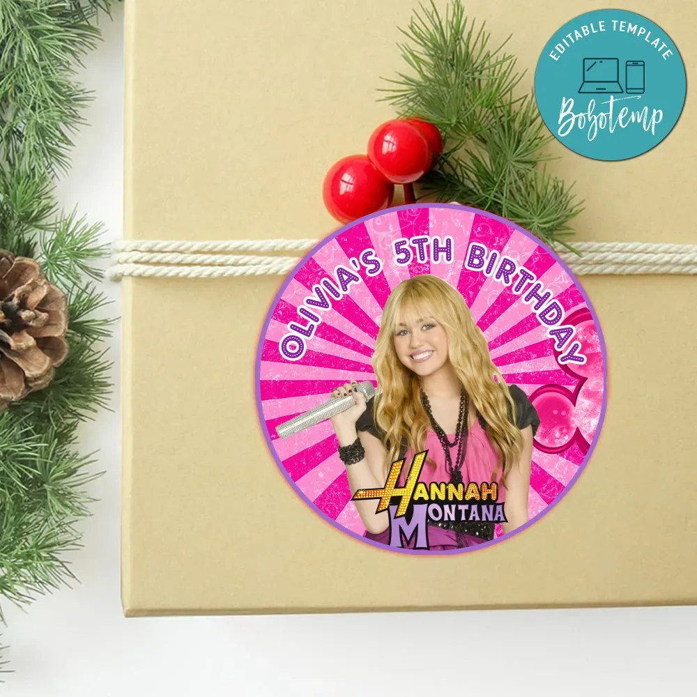 Hannah Montana Circle Sticker Template Customizable DIY | Bobotemp
