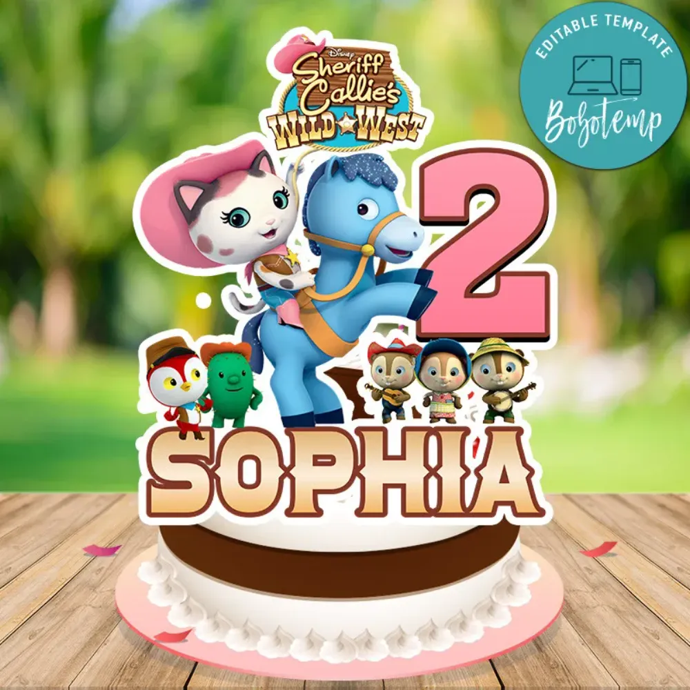 Sheriff Callie Birthday Cake Topper Template Printable | Bobotemp