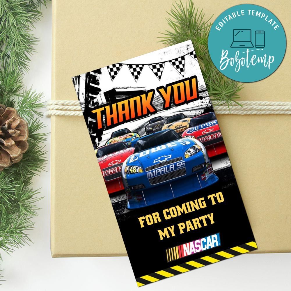 Nascar Thank You Tag Customizable Template | Bobotemp
