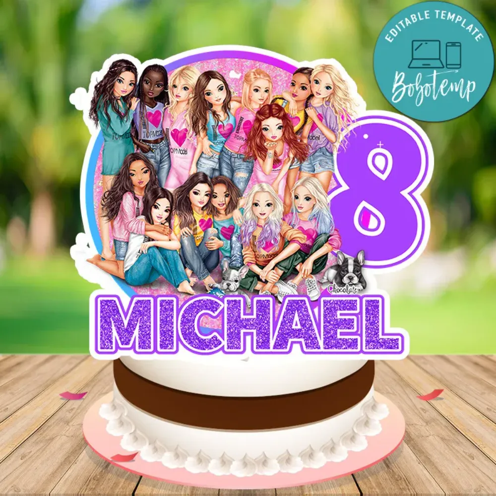 TOPModel Birthday Cake Topper Template Printable DIY | Bobotemp