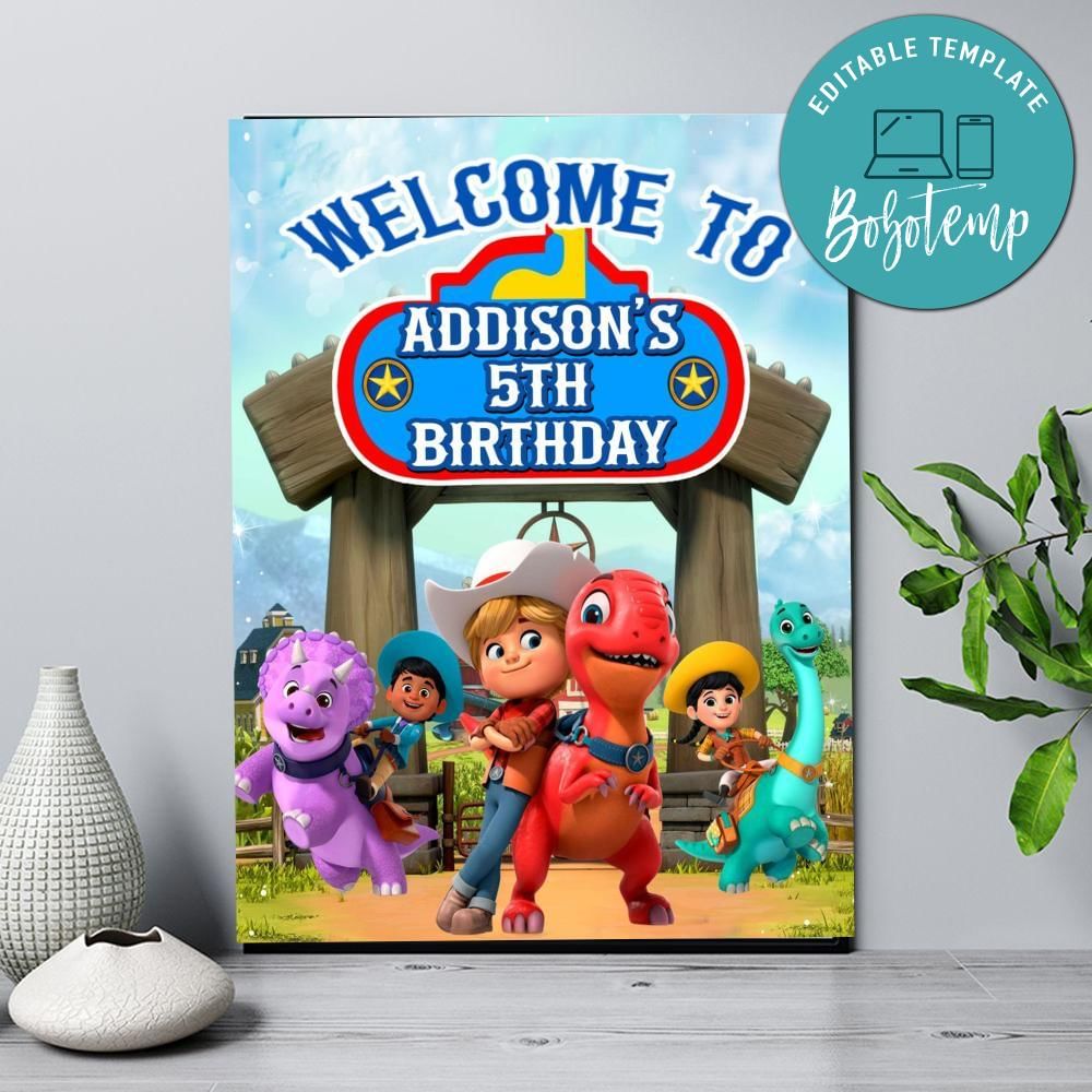 Dino Ranch Birthday Welcome Sign Digital File Printable DIY | Bobotemp