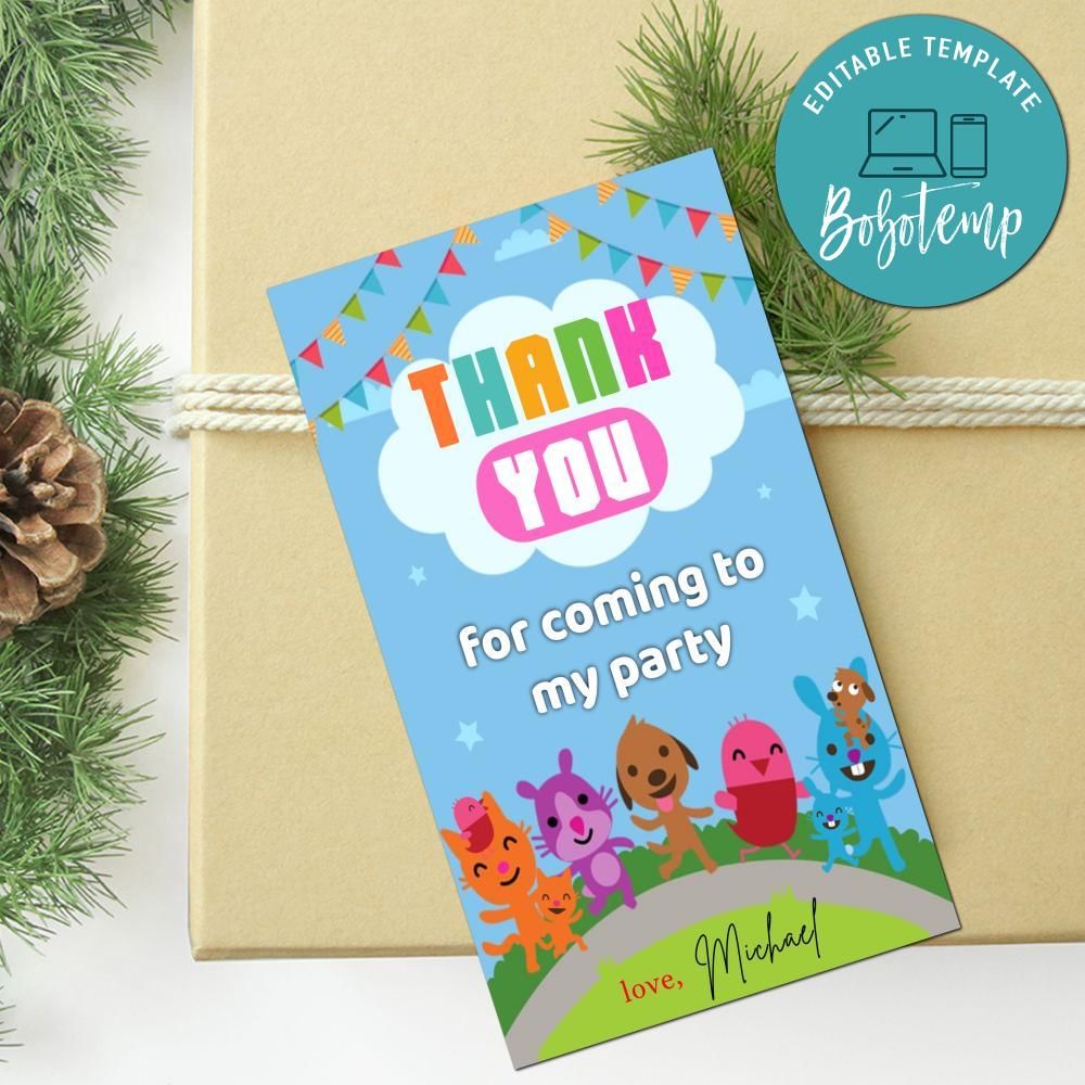 Sago Mini Thank You Tag Customizable Template | Bobotemp