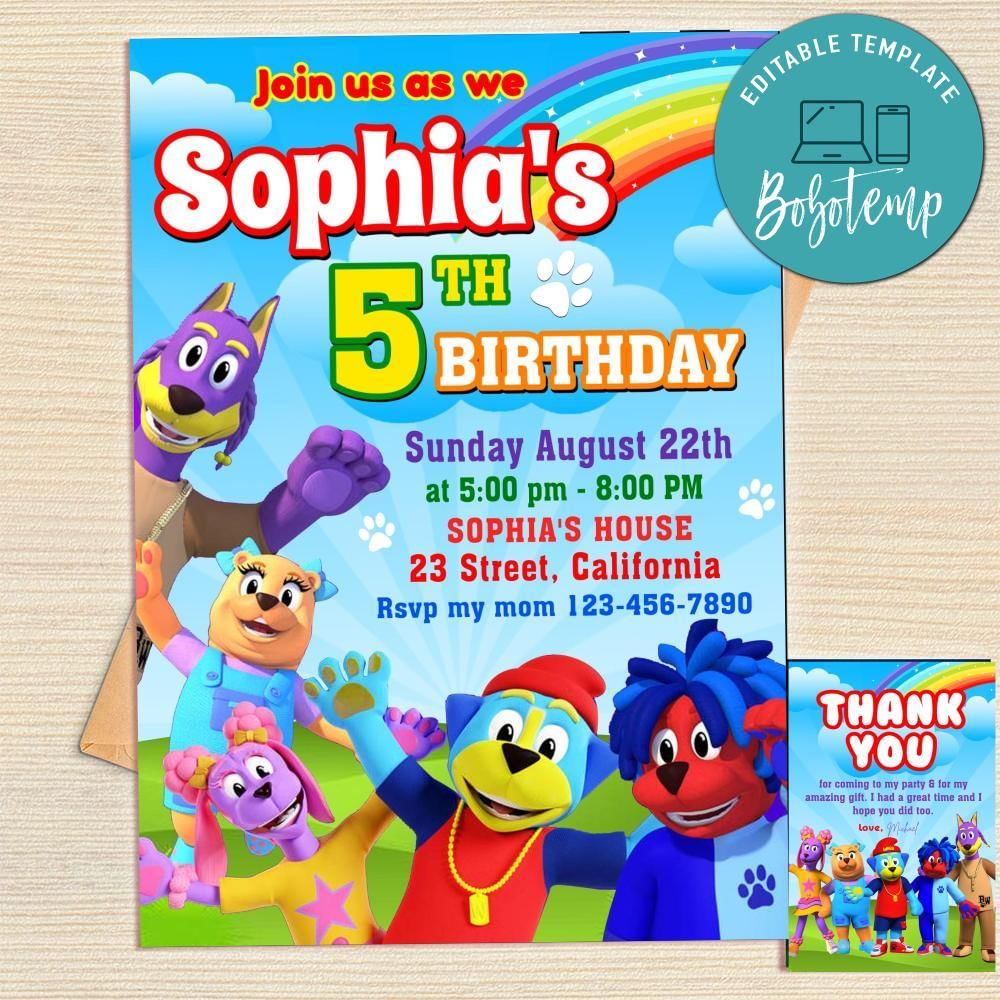 Doggyland Invitation Template Free Thank You Card Printable | Bobotemp