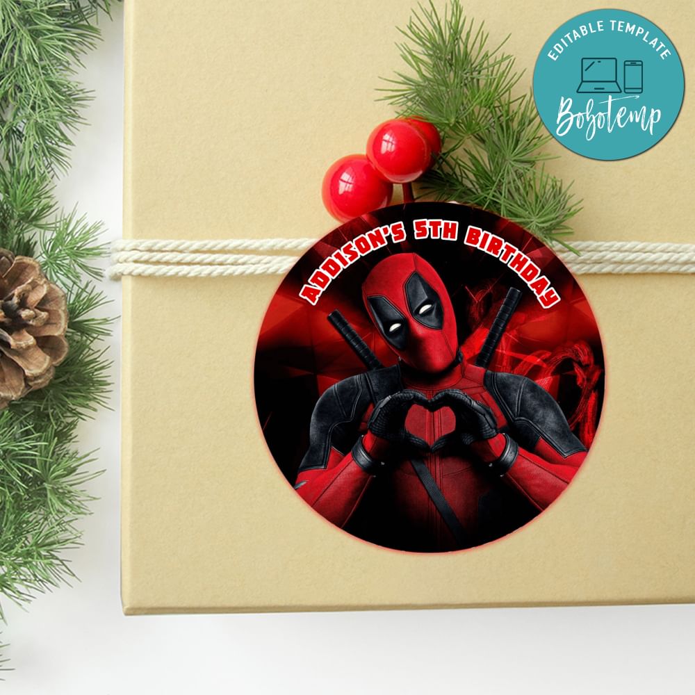 Deadpool Circle Sticker Template Customizable DIY | Bobotemp