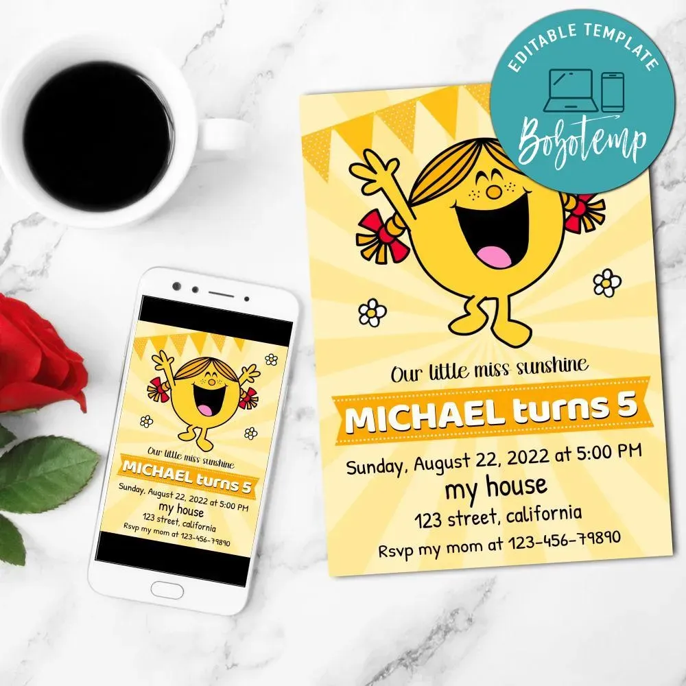 Little Miss Sunshine Flyer Customizable Template DIY | Bobotemp