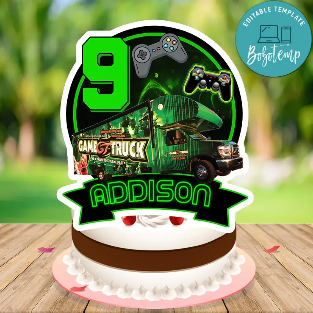 Gametruck Birthday Cake Topper Template Printable Createpartylabels