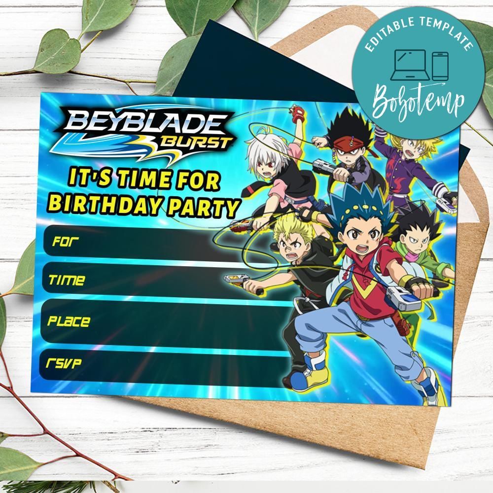 Beyblade fill in blank Invitation Customizable Template | Bobotemp