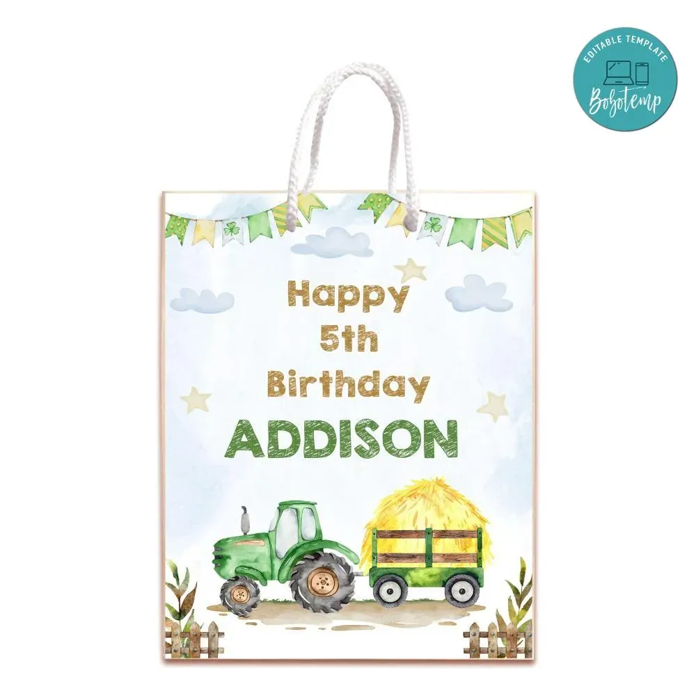 Tractor Gift Bag Label Template Printable DIY | Bobotemp