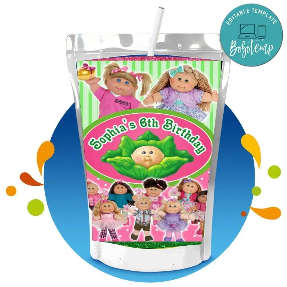 Cabbage Patch Kids Capri Sun Birthday Digital File Printable | Bobotemp