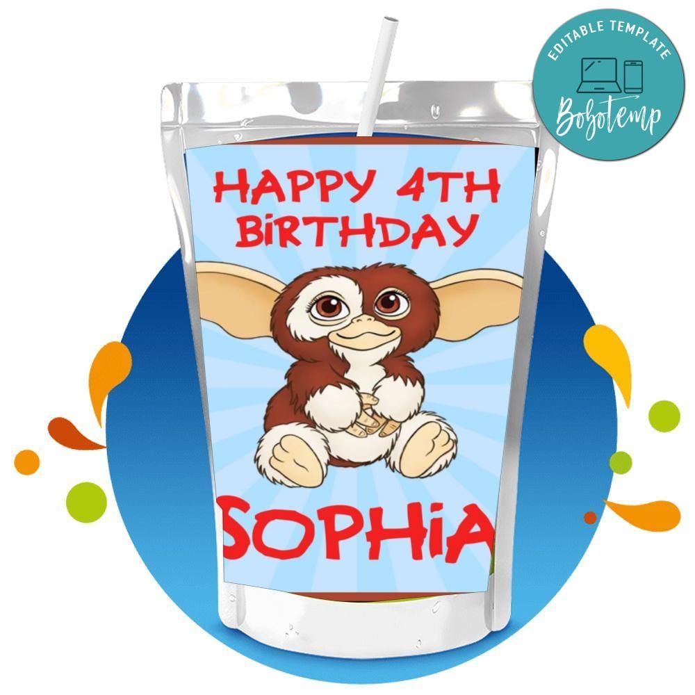 Gremlins Gizmo Capri Sun Birthday Digital File Printable | Bobotemp