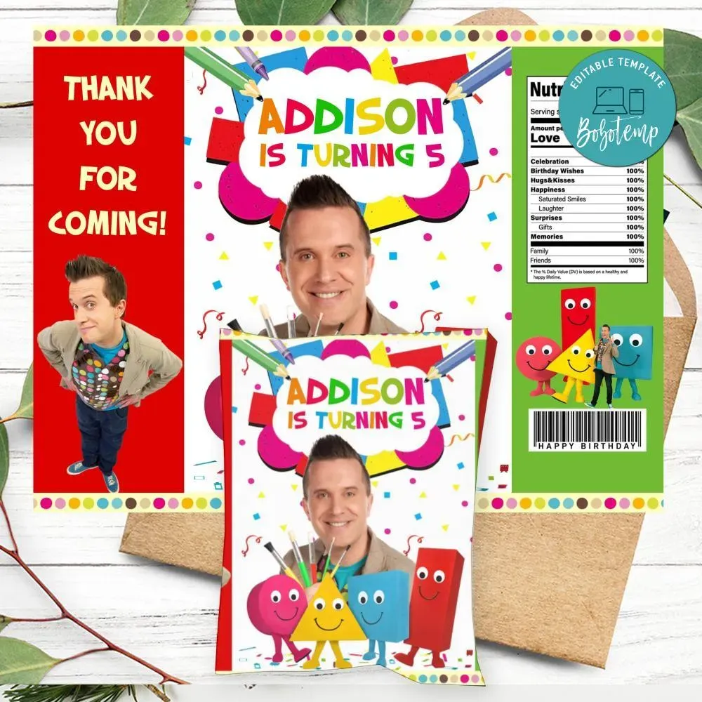 Mister Maker Birthday Chip Bag Digital File Printable | Bobotemp