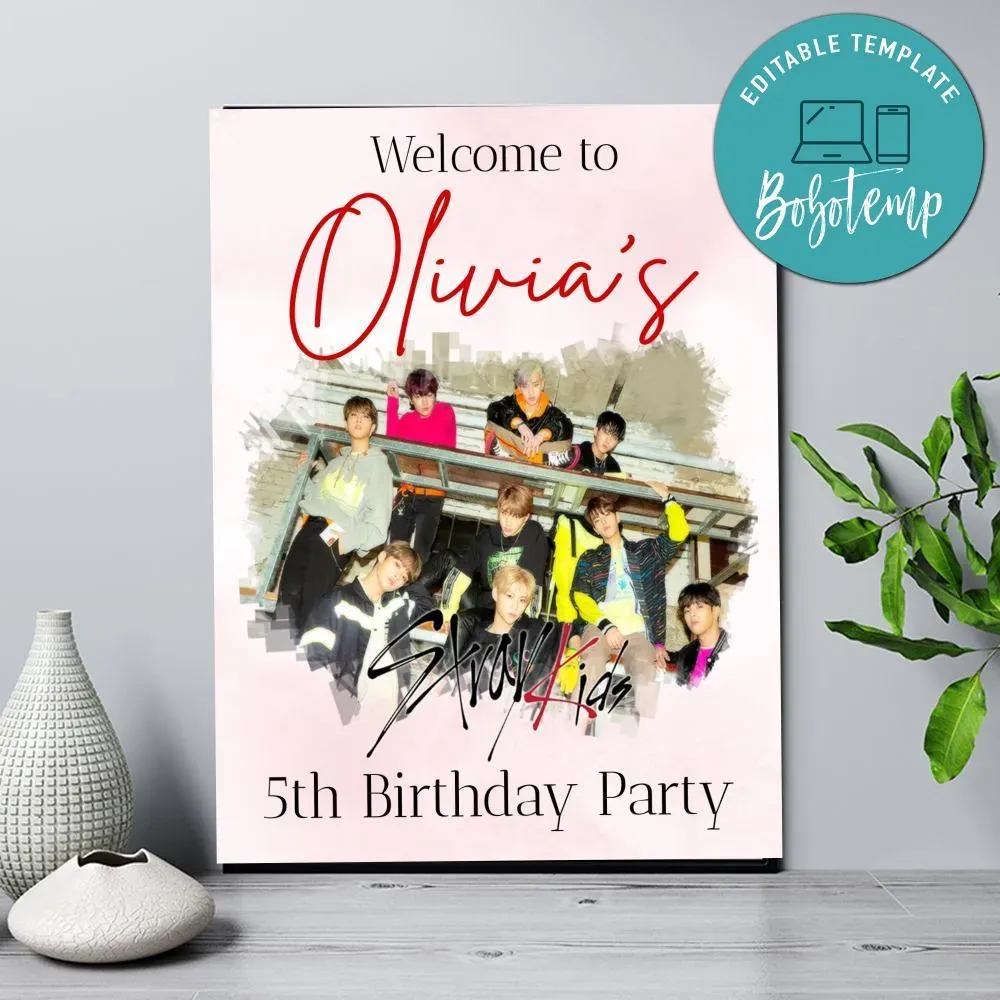 Stray Kids Birthday Welcome Sign Digital File Printable DIY | Bobotemp