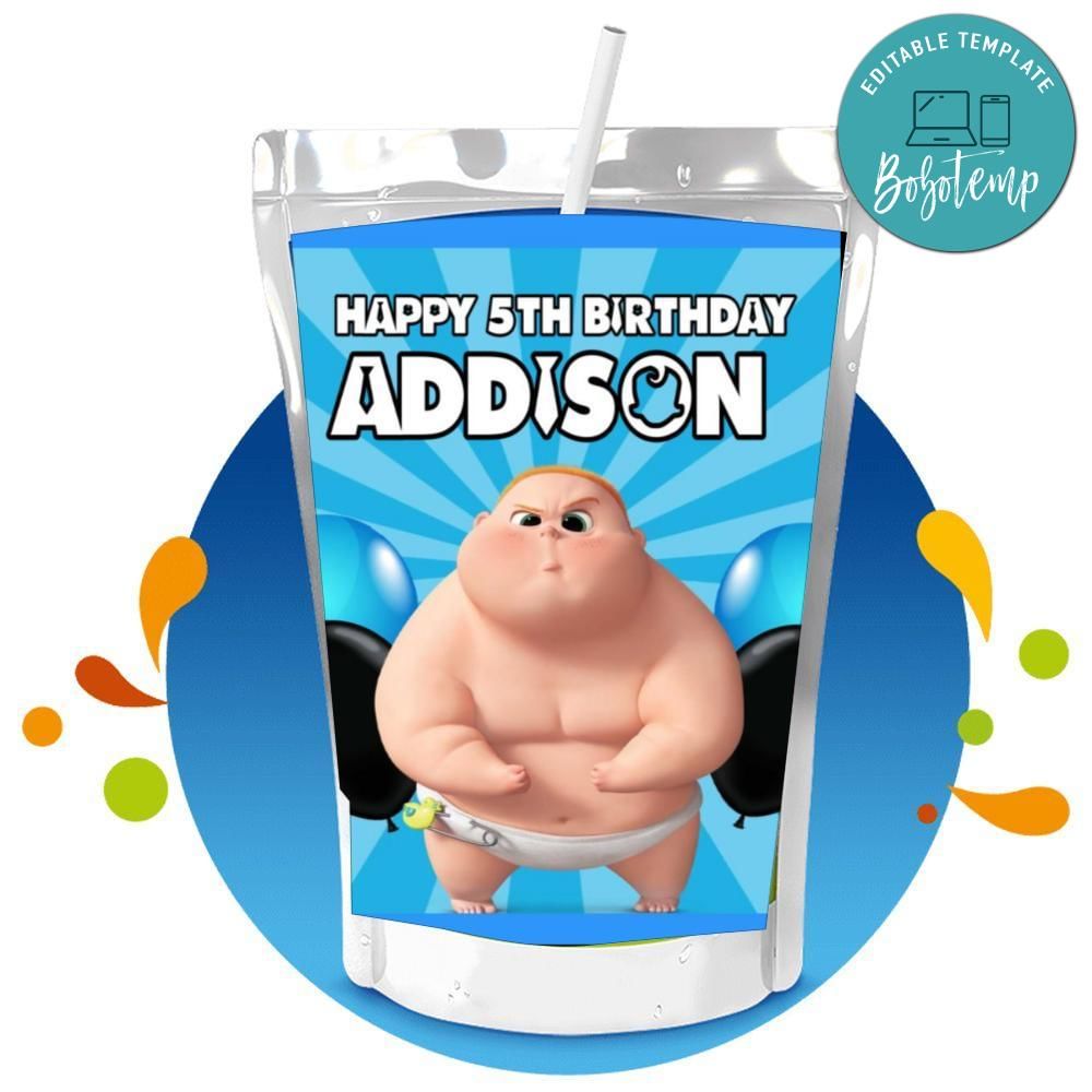 Jimbo boss baby Capri Sun Birthday Digital File Printable | Bobotemp