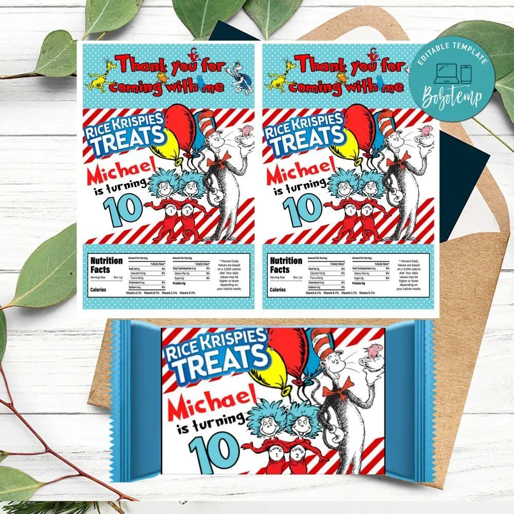 Dr. Seuss Rice Krispies Treats Template Printable DIY | Bobotemp