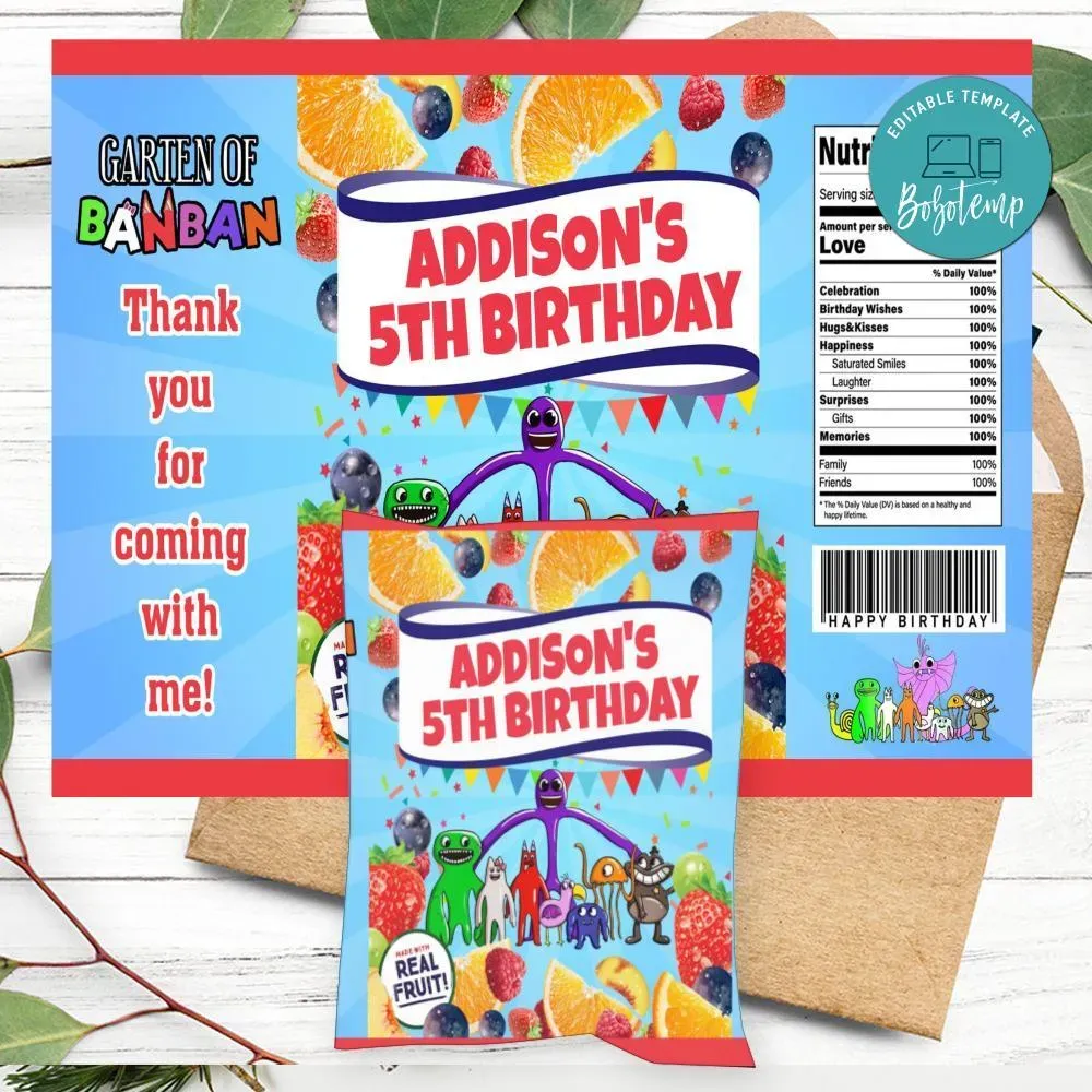 Garten Of Banban Birthday Party Fruit Snack Bag Digital File | Bobotemp