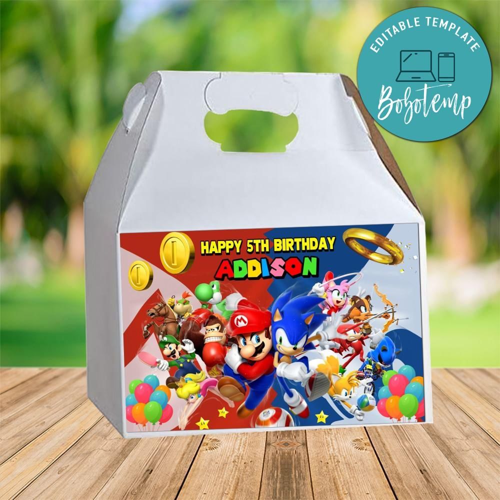 Sonic Mario Gable Box Digital File Printable DIY | Bobotemp
