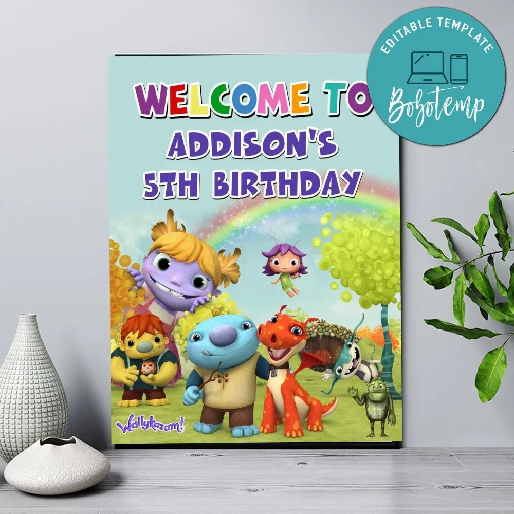 Wallykazam Birthday Welcome Sign Digital File Printable DIY | Bobotemp