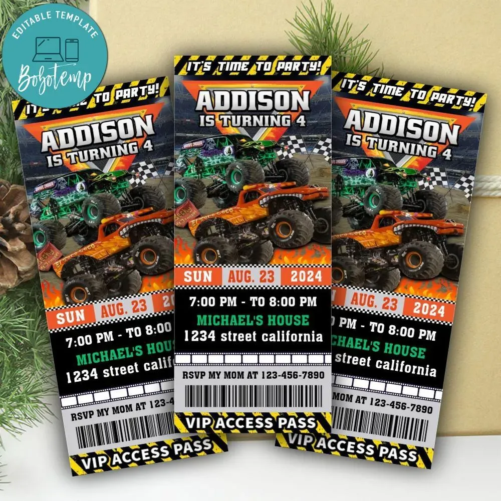 Truck Ticket Invite Customizable Template | Bobotemp