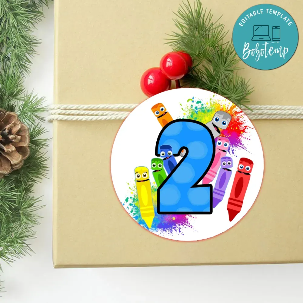 Color Crew Circle Sticker Template Customizable DIY | Bobotemp