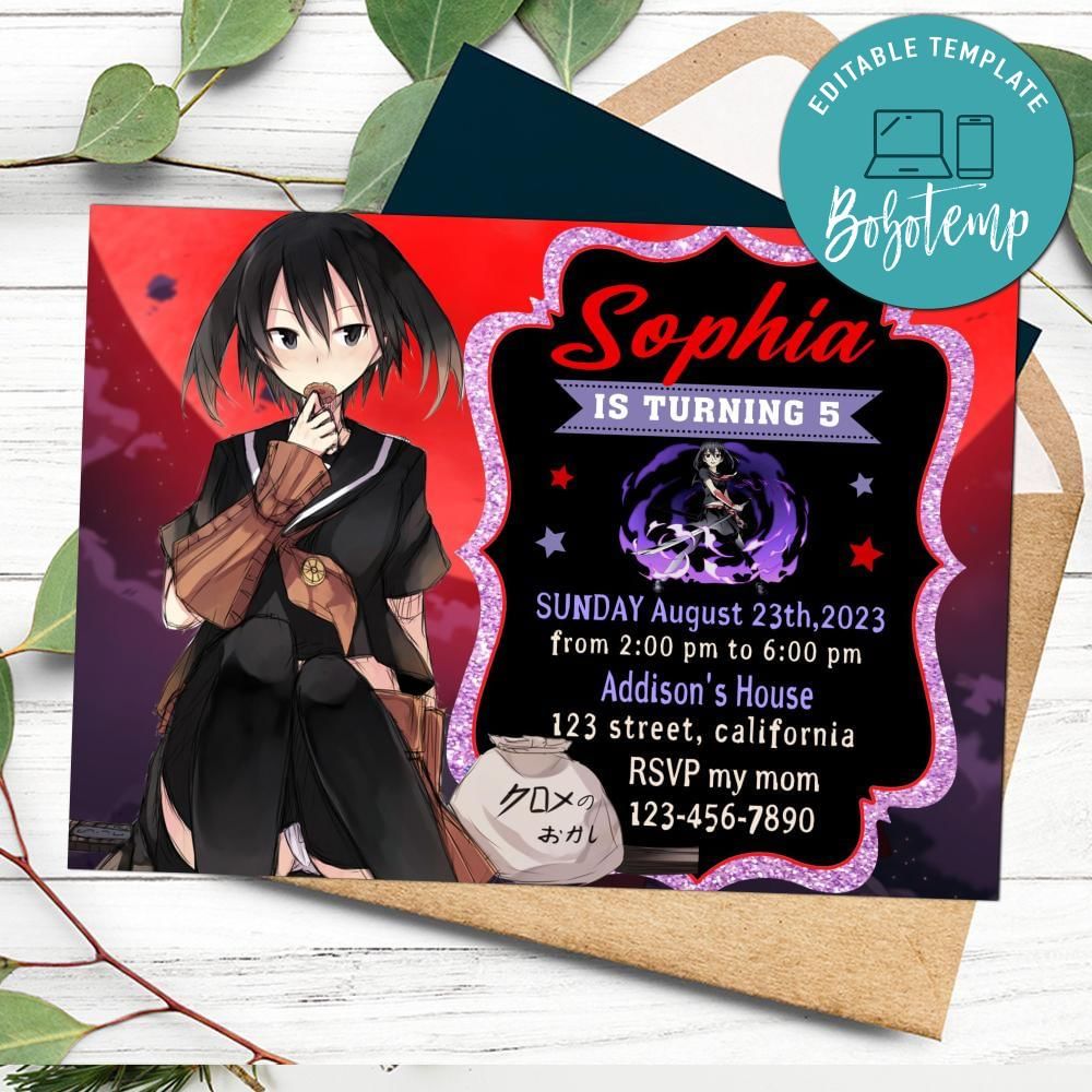Kurome Invitation Customizable Template DIY | Bobotemp
