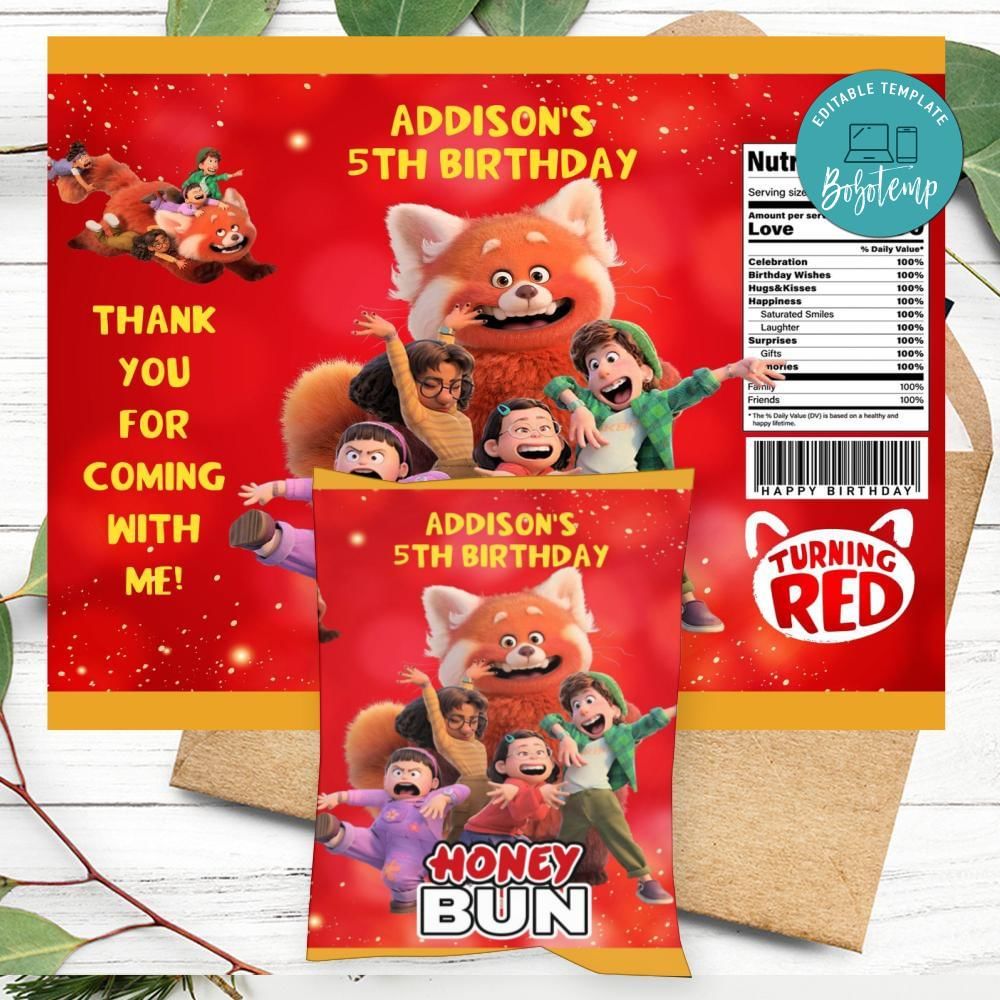 Turning Red Honeybun Snack Bag Digital File | Bobotemp Shop