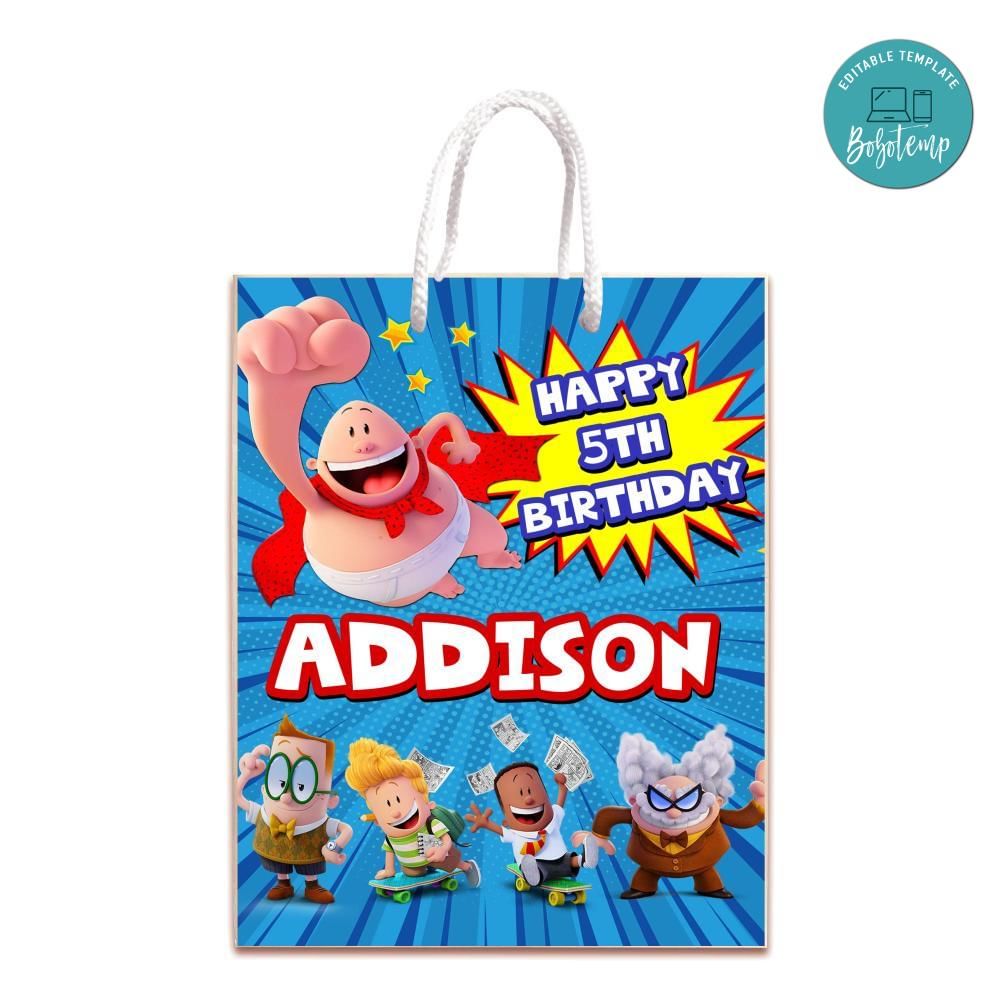 Captain Underpants Gift Bag Label Template Printable DIY | Bobotemp