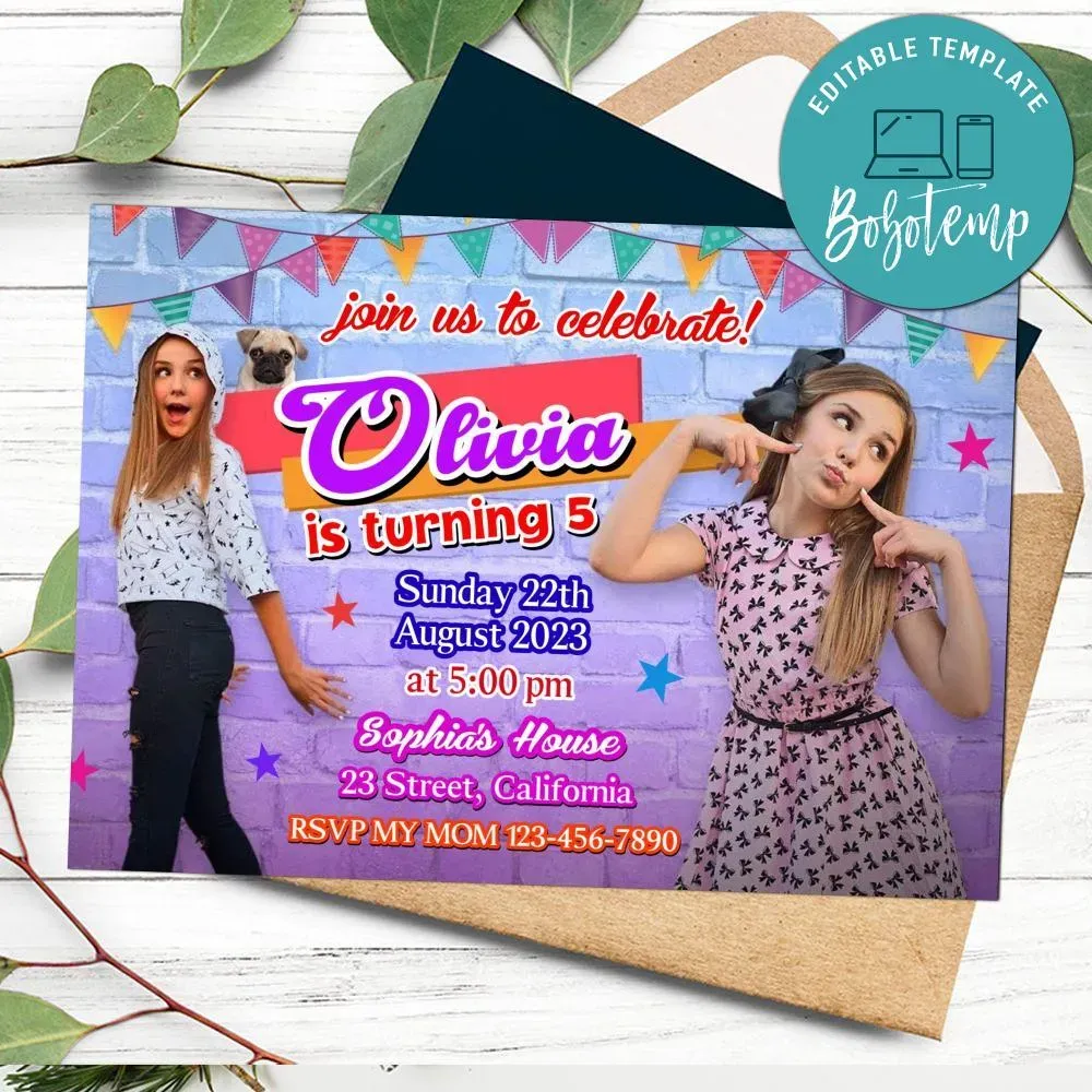 Piper Rockelle Invitation Customizable Template DIY | Bobotemp