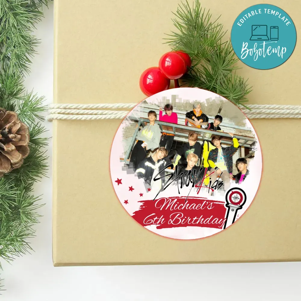 Stray Kids Circle Sticker Template Customizable DIY | Bobotemp