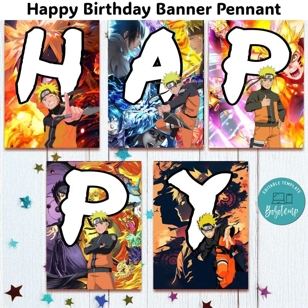 Naruto Banner Pennant Digital File Template | Bobotemp