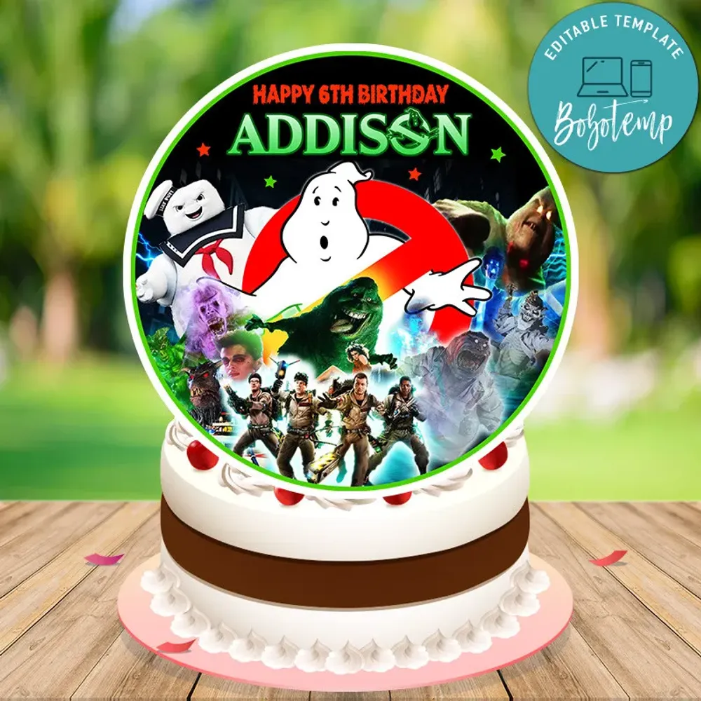 Ghostbusters Birthday Cake Topper Template Printable | Bobotemp