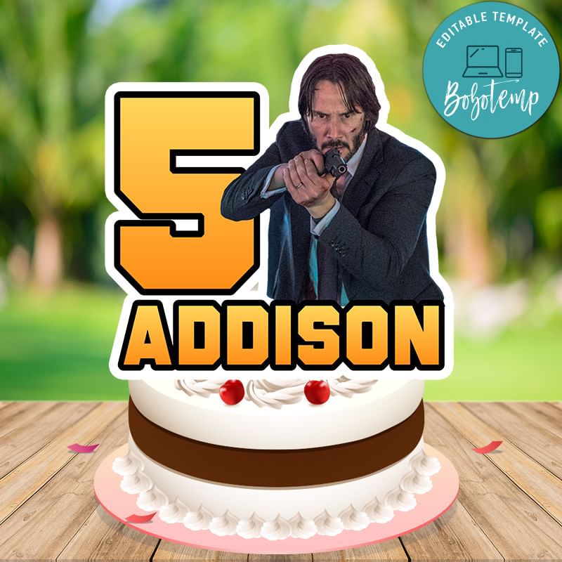 John wick Birthday Cake Topper Template Printable | Bobotemp