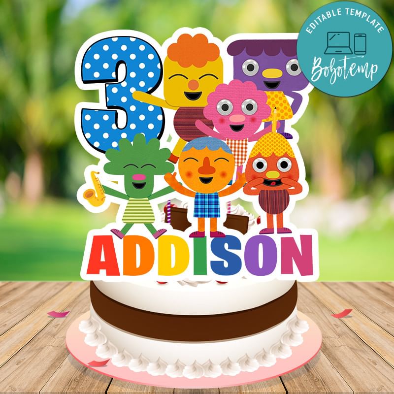 Noodle & pals Birthday Cake Topper Template Printable | Bobotemp