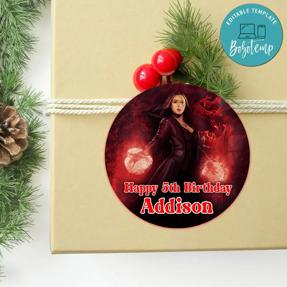 Wanda Maximoff Circle Sticker Template Customizable DIY | Bobotemp