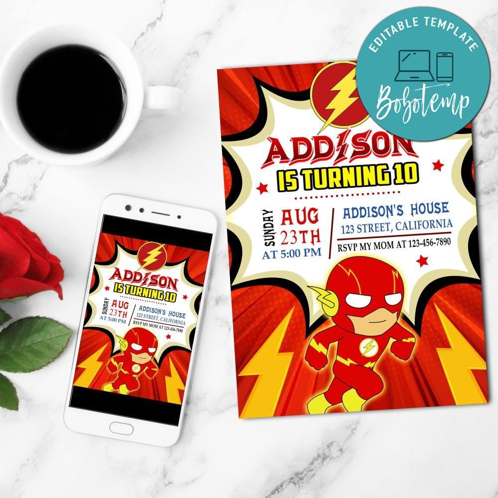 Flash baby Invitation Customizable Template | Bobotemp
