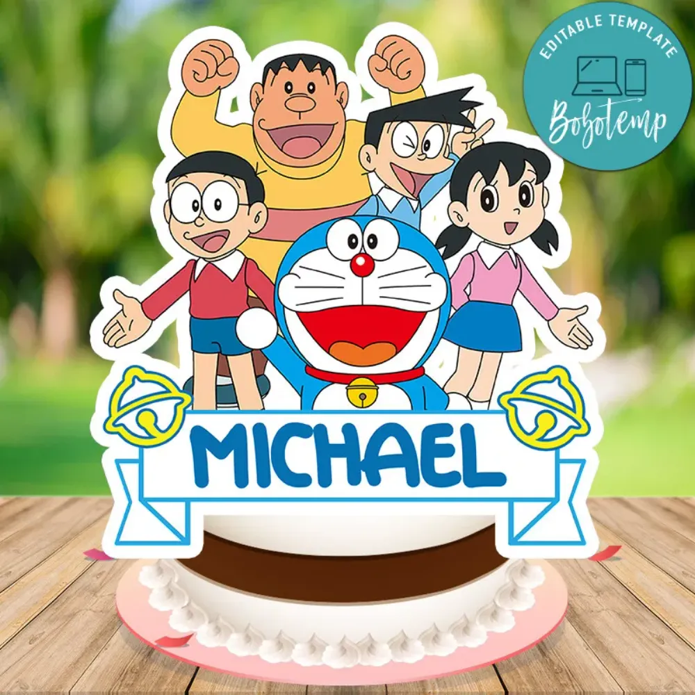 Doraemon Cake Topper Template Printable DIY | Bobotemp