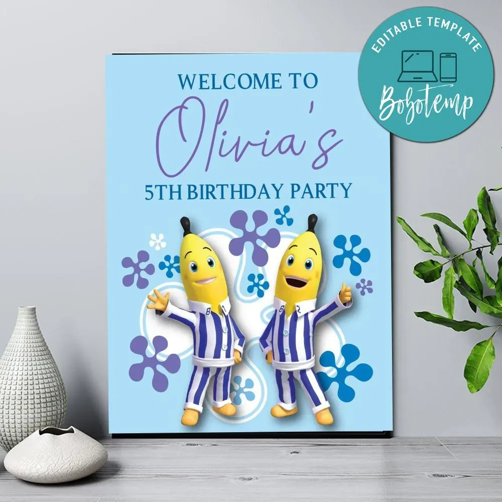 Bananas In Pyjamas Birthday Welcome Sign Digital File Printable DIY ...