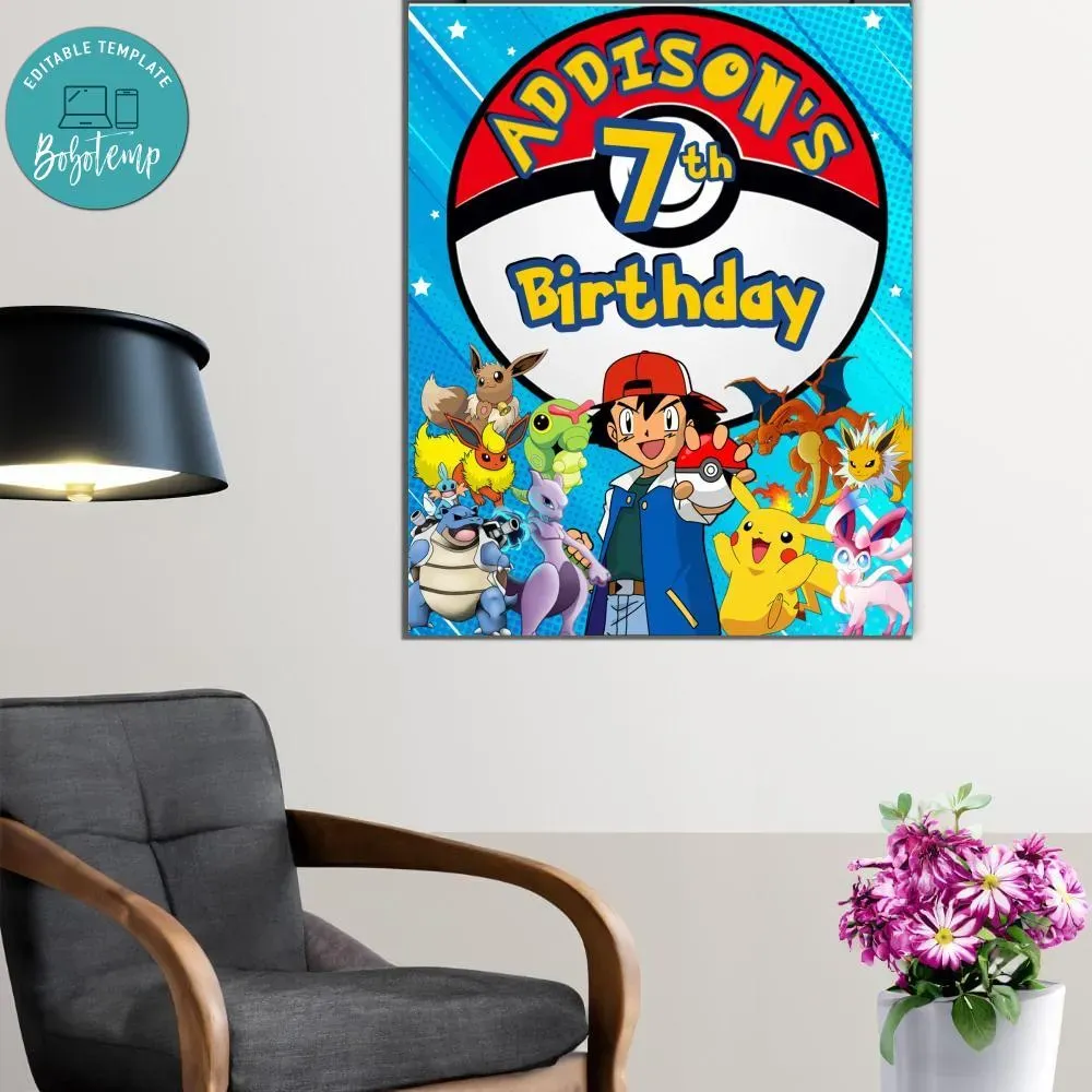 Pokémon Birthday Welcome Sign Digital File Printable DIY | Bobotemp
