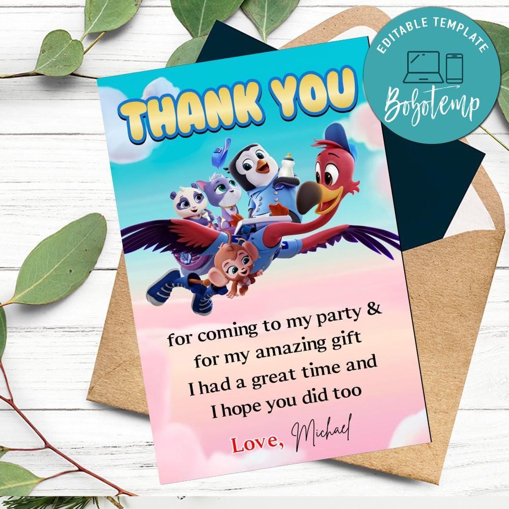 Tots Thank You Card Customizable Template DIY | Bobotemp