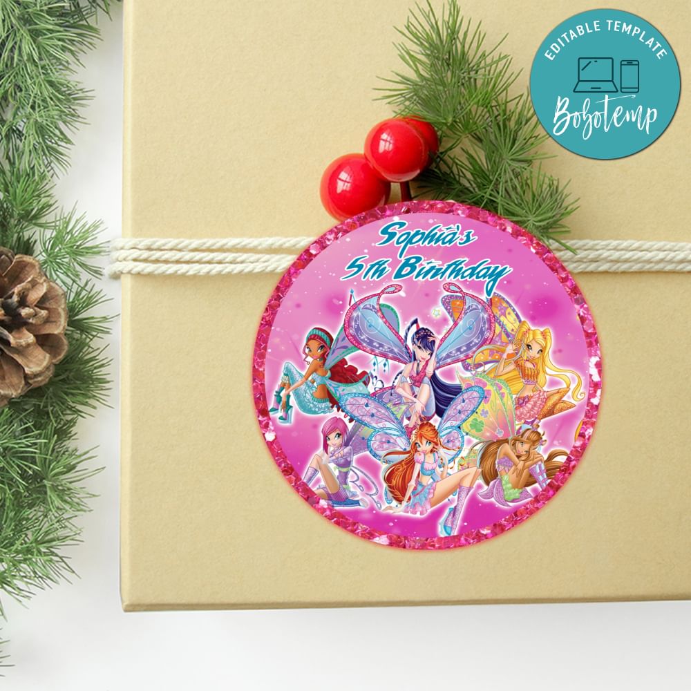 Winx Circle Sticker Template Customizable DIY | Bobotemp