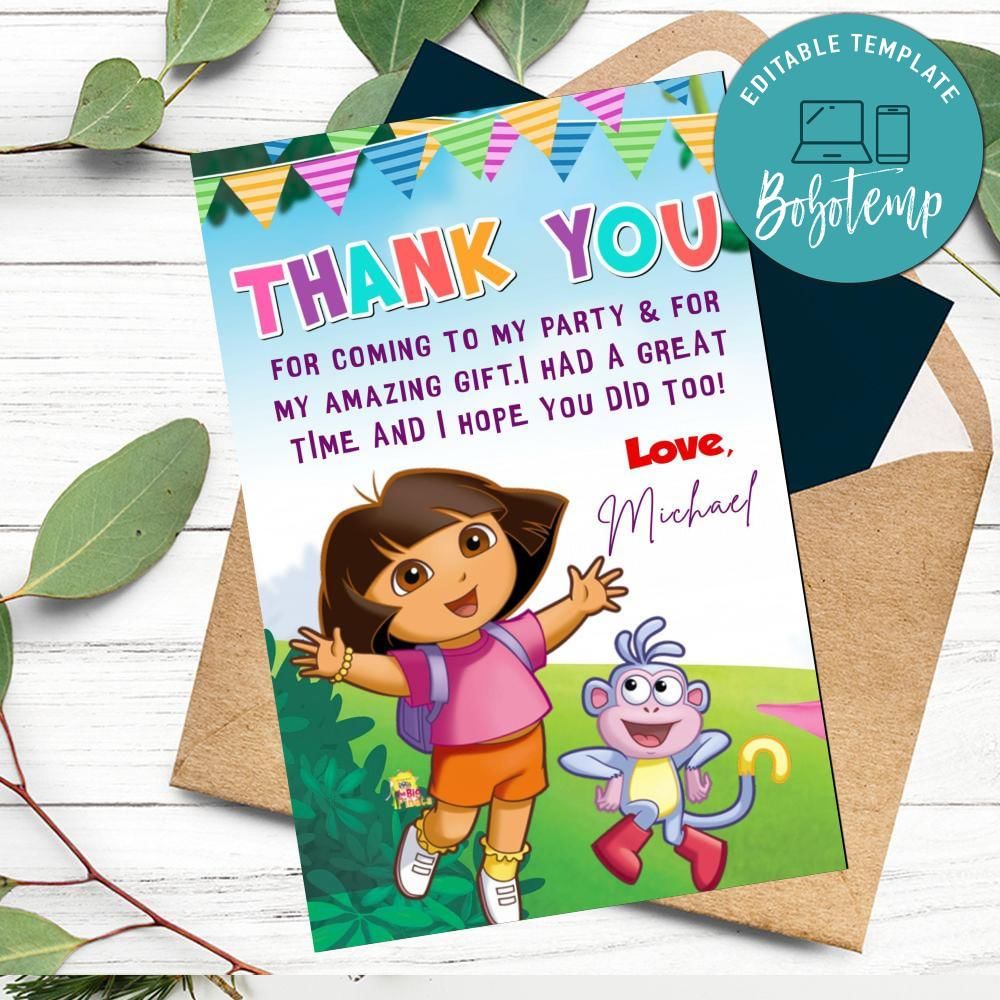 Dora Birthday Card Template