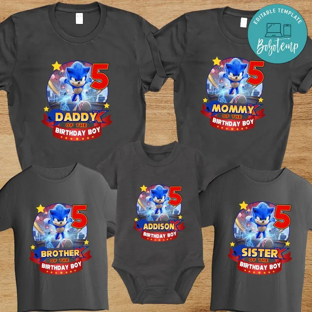 Sonic Hedgehog Family Birthday T-Shirt | Bobotemp