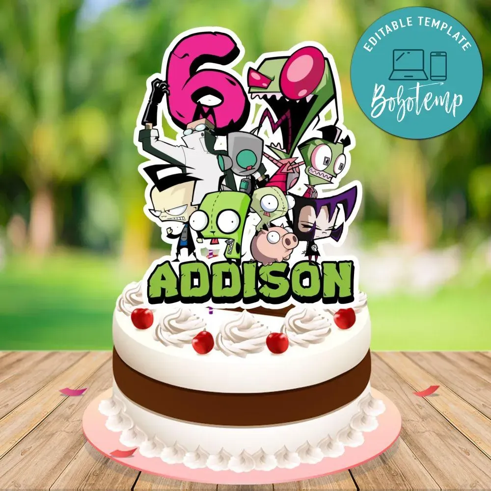Invader Zim Birthday Cake Topper Template Printable | Bobotemp