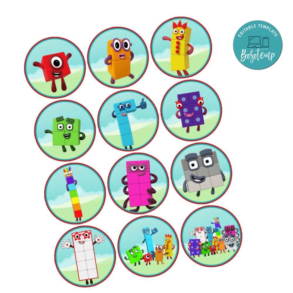 Numberblocks Cupcake Toppers Template Printable Instant Download | Bobotemp