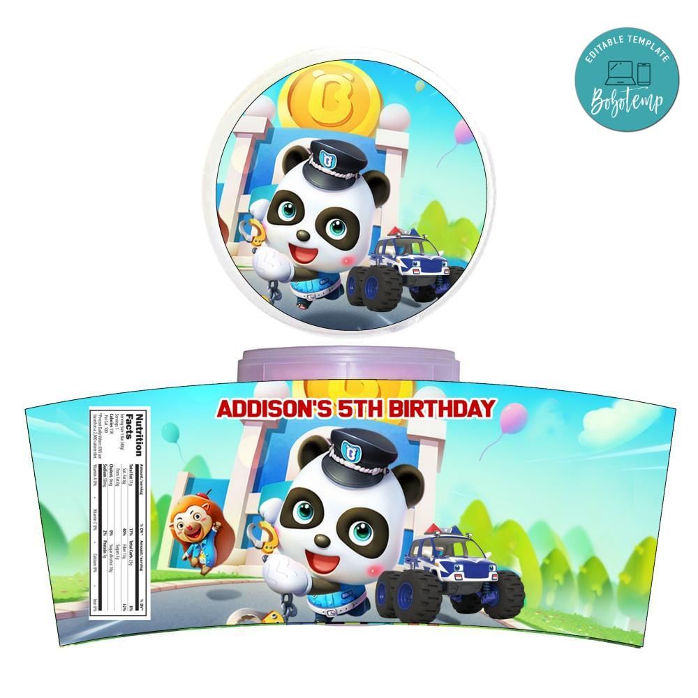 Babybus Police Cotton Candy Label Template | Bobotemp