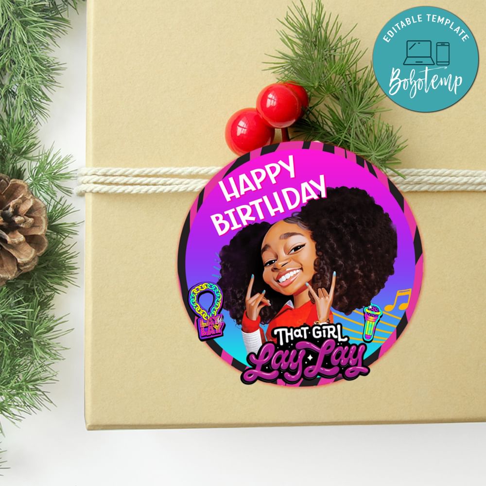 That Girl Lay Lay Circle Sticker Template Customizable DIY | Bobotemp