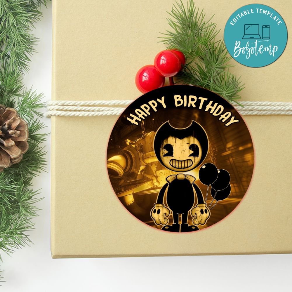 Bendy And The Ink Machine Circle Sticker Template Customizable DIY ...